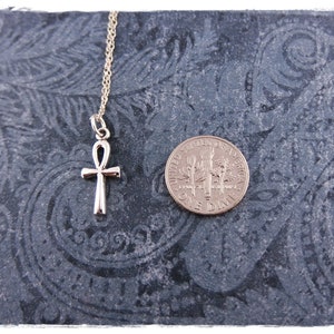 Tiny Silver Ankh Necklace - Sterling Silver Ankh Charm on a Delicate ...