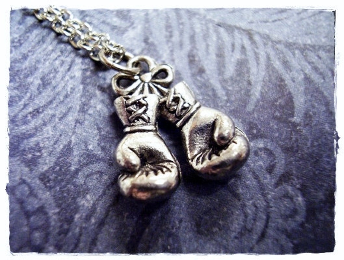 Silver Boxing Gloves Necklace Antique Pewter Boxing Gloves - Etsy