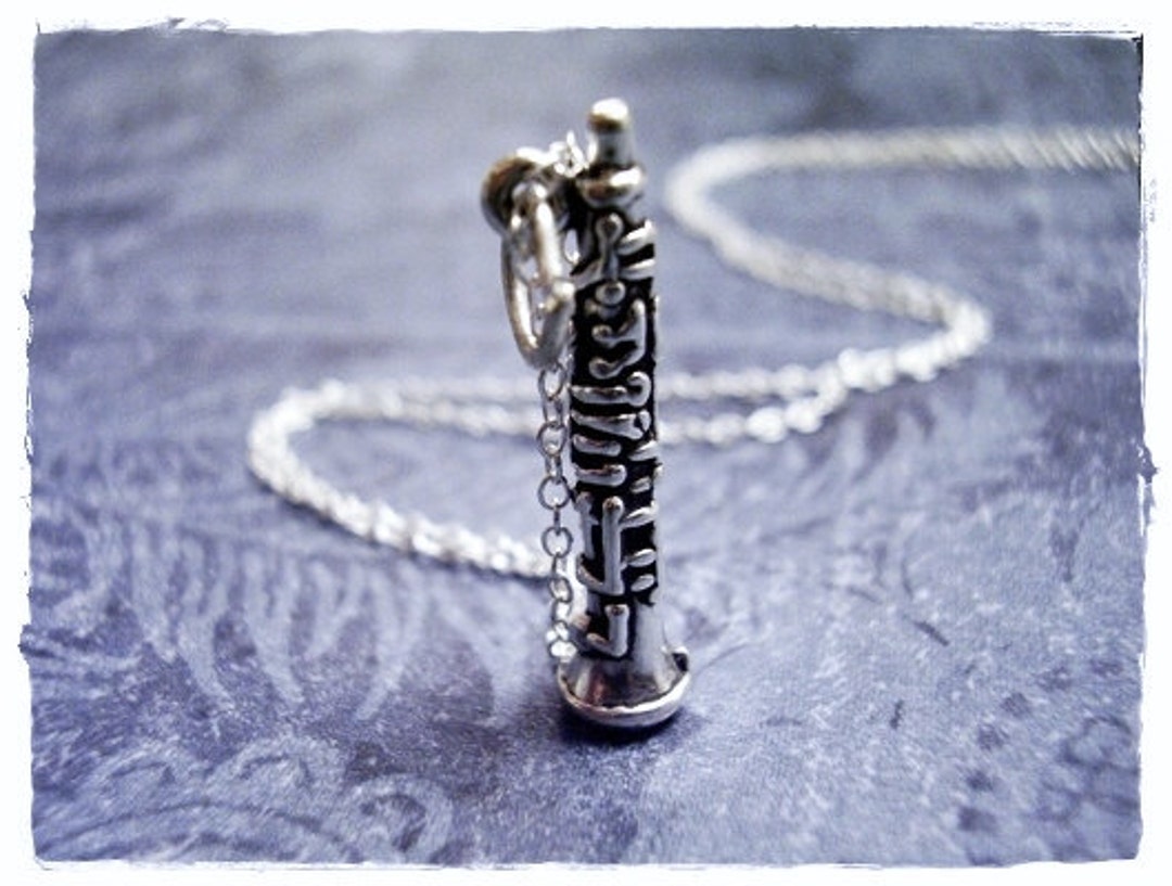 Silver Oboe Necklace - Sterling Silver Oboe Charm on a Delicate ...