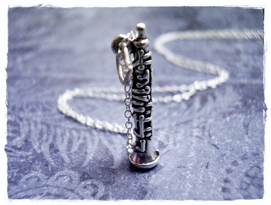 Silver Oboe Necklace Sterling Silver Oboe Charm on a - Etsy