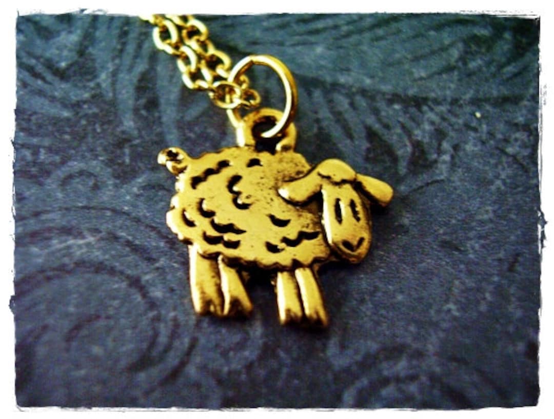 Gold Sheep Necklace - Antique Gold Pewter Sheep Charm on a Delicate ...