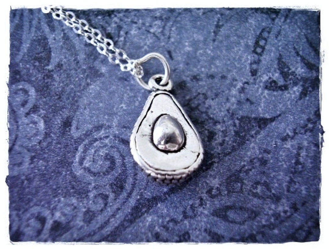 Silver Avocado Necklace - Sterling Silver Avocado Charm on a Sterling ...