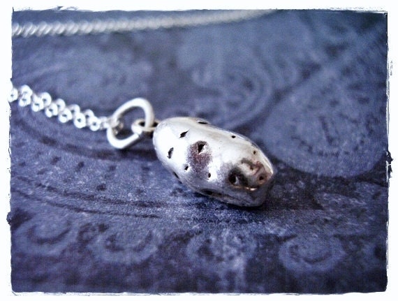 Silver Potato Necklace Sterling Silver Potato Charm on a | Etsy