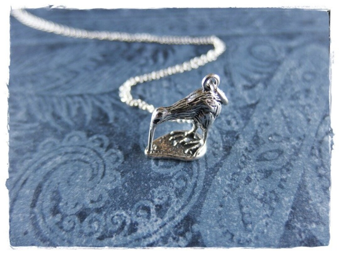 Silver Kiwi Bird Necklace - 925 Sterling Silver Kiwi Charm on a ...