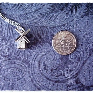 Silver Windmill Necklace Sterling Silver Windmill Charm on a Delicate ...