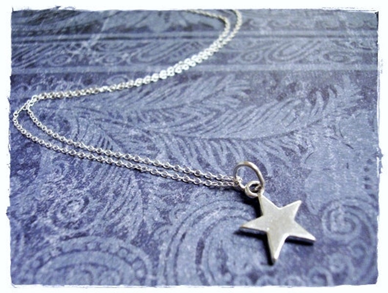 Small Silver Star Necklace Sterling Silver Star Charm on a | Etsy