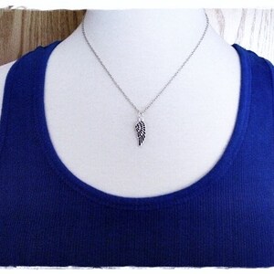 Black Angel Wing Necklace - Black Enameled Stainless Steel Bird Wing ...
