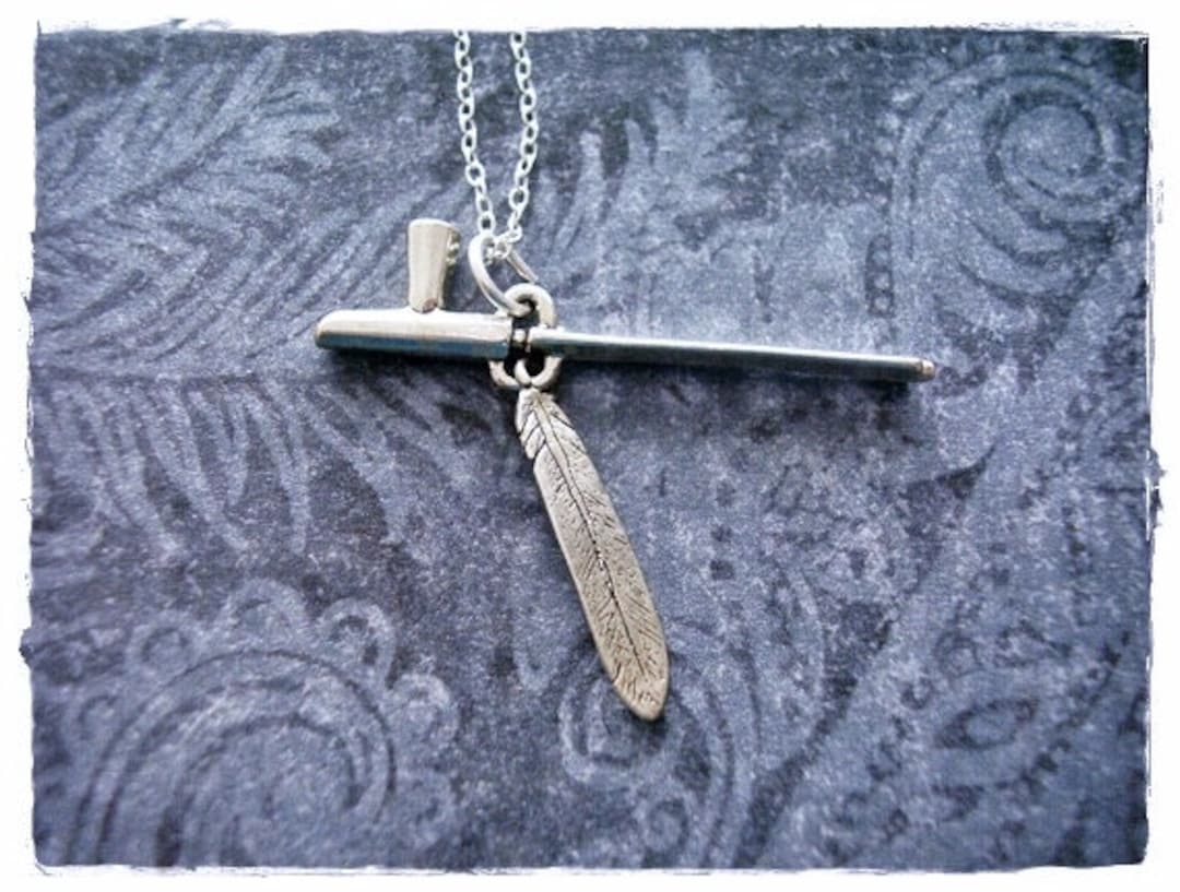 Silver Peace Pipe Necklace - Sterling Silver Peace Pipe Charm on a ...