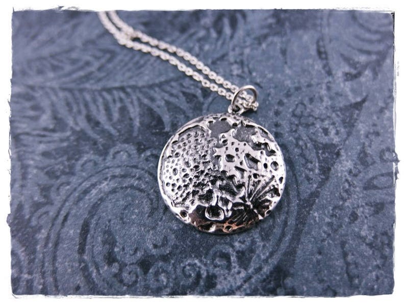 Silver Full Moon Necklace Sterling Silver Full Moon Charm on - Etsy
