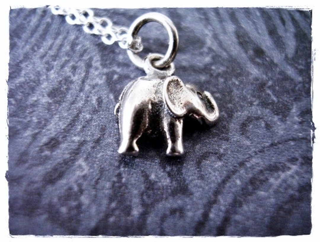 Tiny Baby Elephant Necklace - Sterling Silver Baby Elephant Charm on a ...