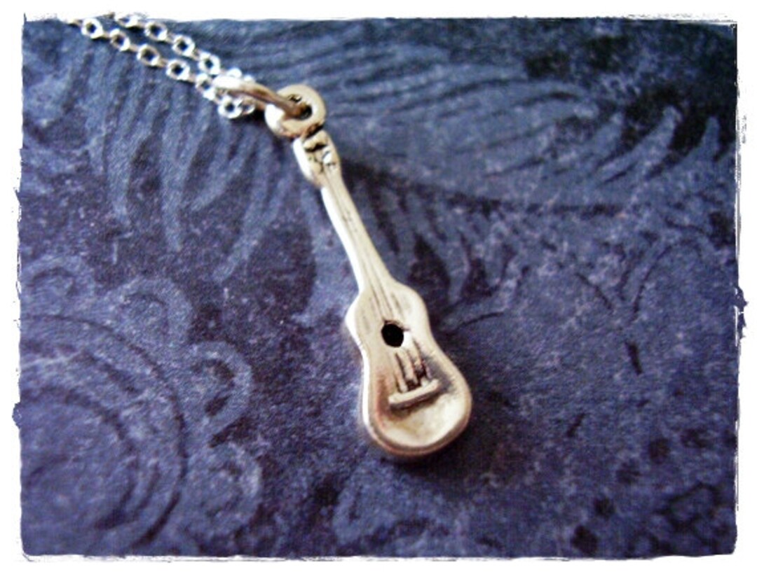 Tiny Silver Ukulele Necklace - Sterling Silver Ukulele Charm on a ...