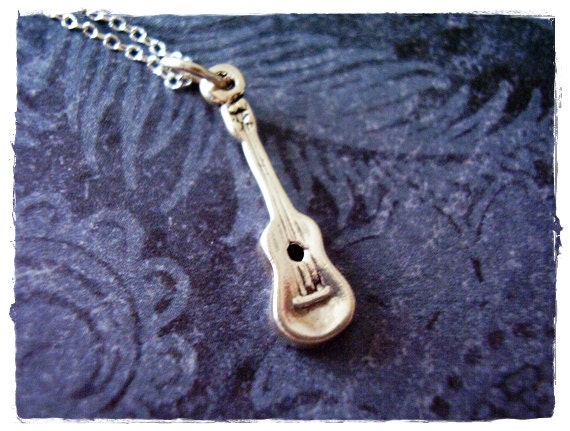 Tiny Silver Ukulele Necklace - Sterling Silver Ukulele Charm on a ...