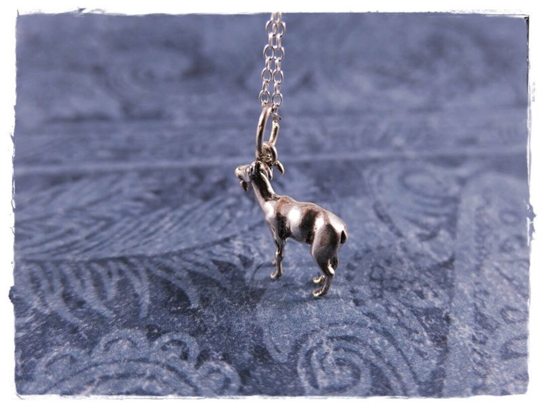 Silver Mountain Goat Necklace - Sterling Silver Mountain Goat Charm on ...