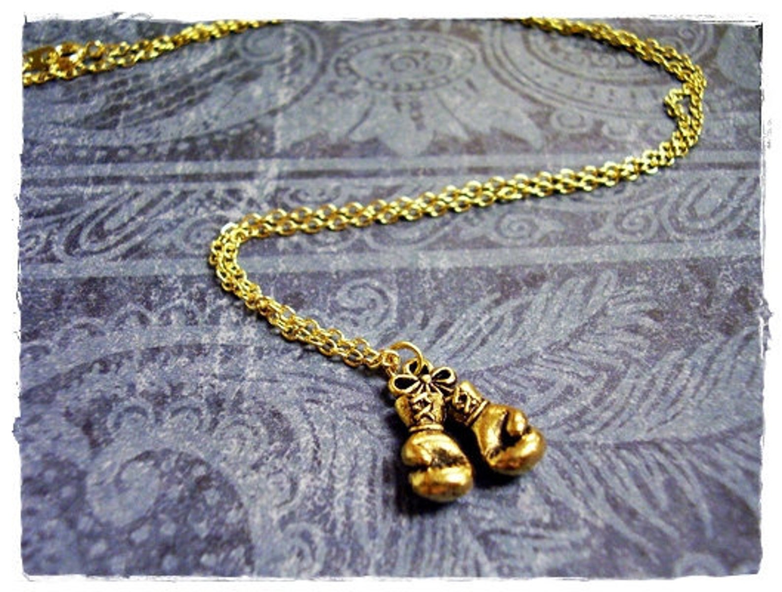Gold Boxing Gloves Necklace Antique Gold Pewter Boxing - Etsy