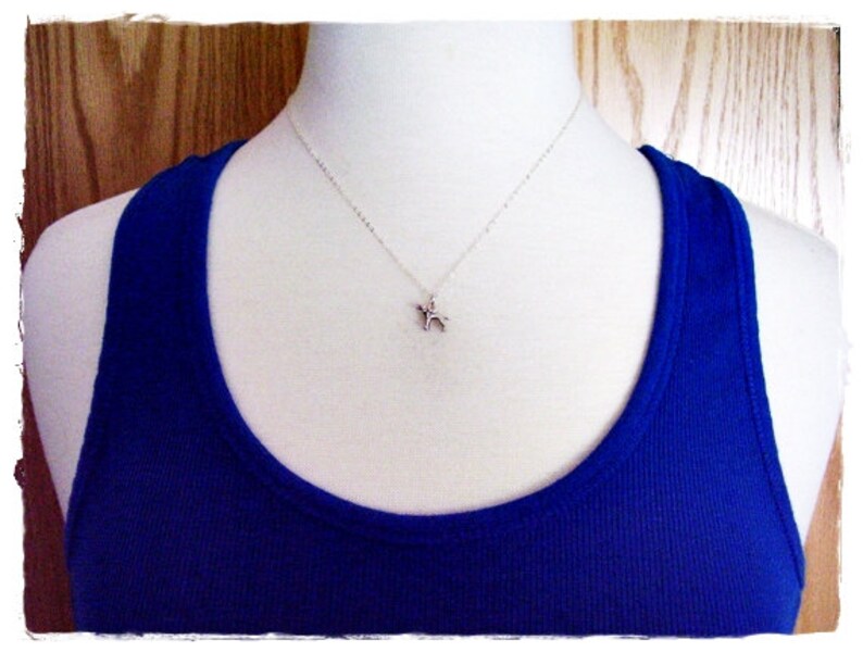 Tiny Pointer Dog Necklace - Sterling Silver Pointer Dog Charm on a ...
