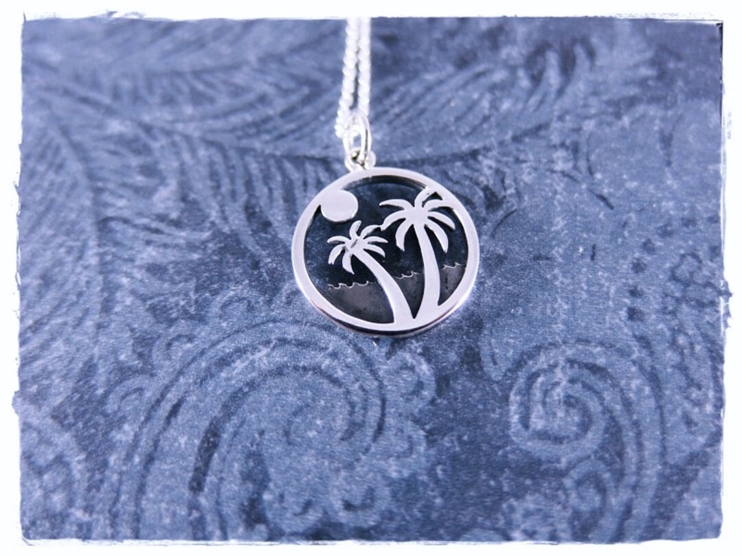 Silver Palm Trees Necklace - Sterling Silver Palm Trees Charm on a ...
