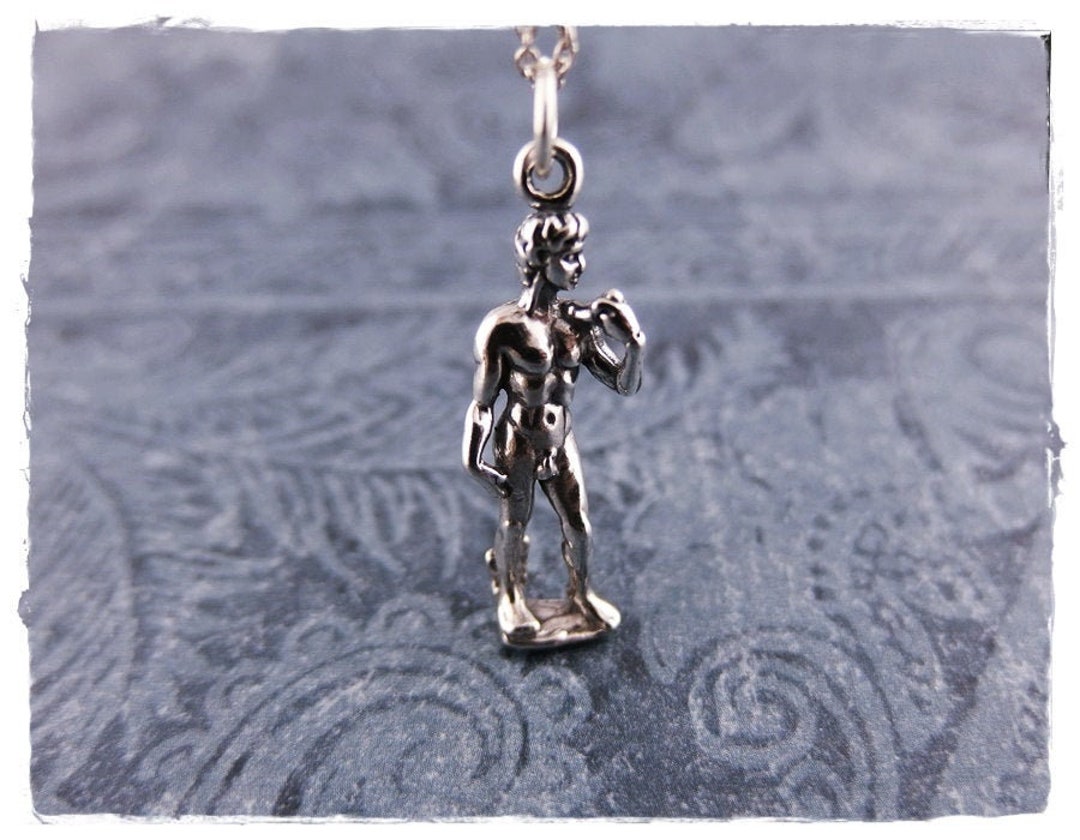 Silver Statue of David Necklace - Sterling Silver Statue of David Charm ...