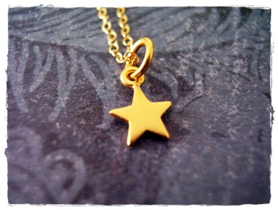 Tiny Gold Star Necklace Tiny Matte 24kt Gold Plate Star | Etsy
