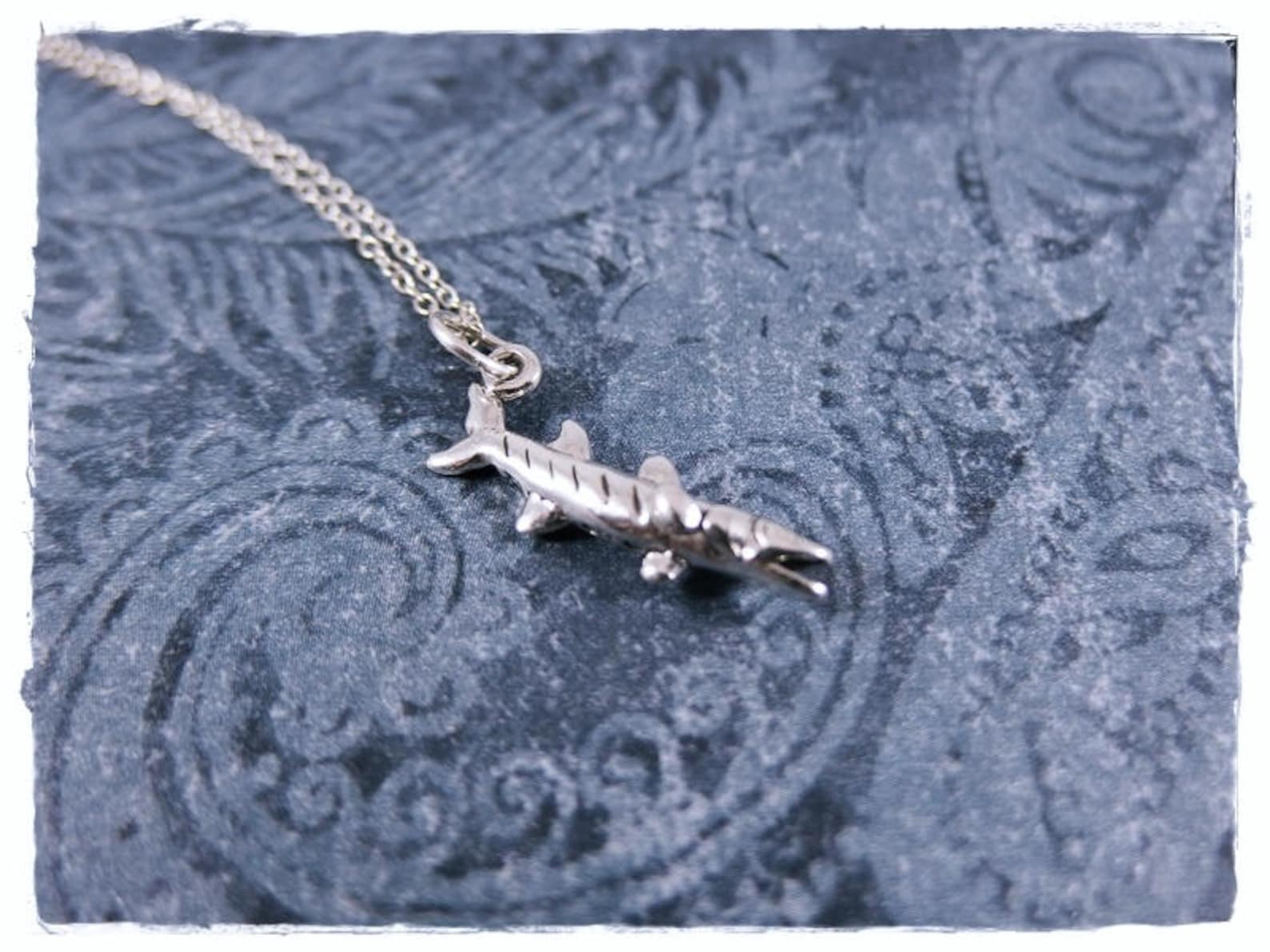 Silver Barracuda Necklace - Sterling Silver Barracuda Charm on a ...