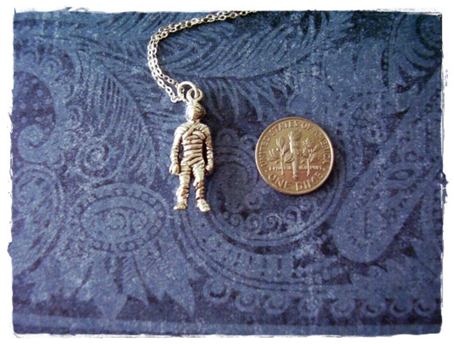 Silver Mummy Necklace Sterling Silver Mummy Charm on a - Etsy