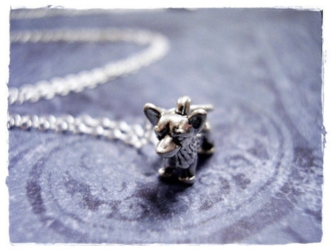 Tiny Silver Corgi Necklace Sterling Silver Corgi Charm on a - Etsy