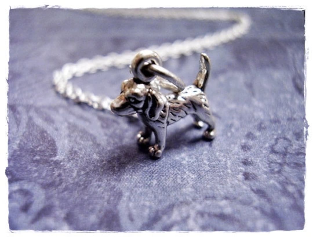 Tiny Silver Beagle Dog Necklace - Sterling Silver Beagle Charm on a ...