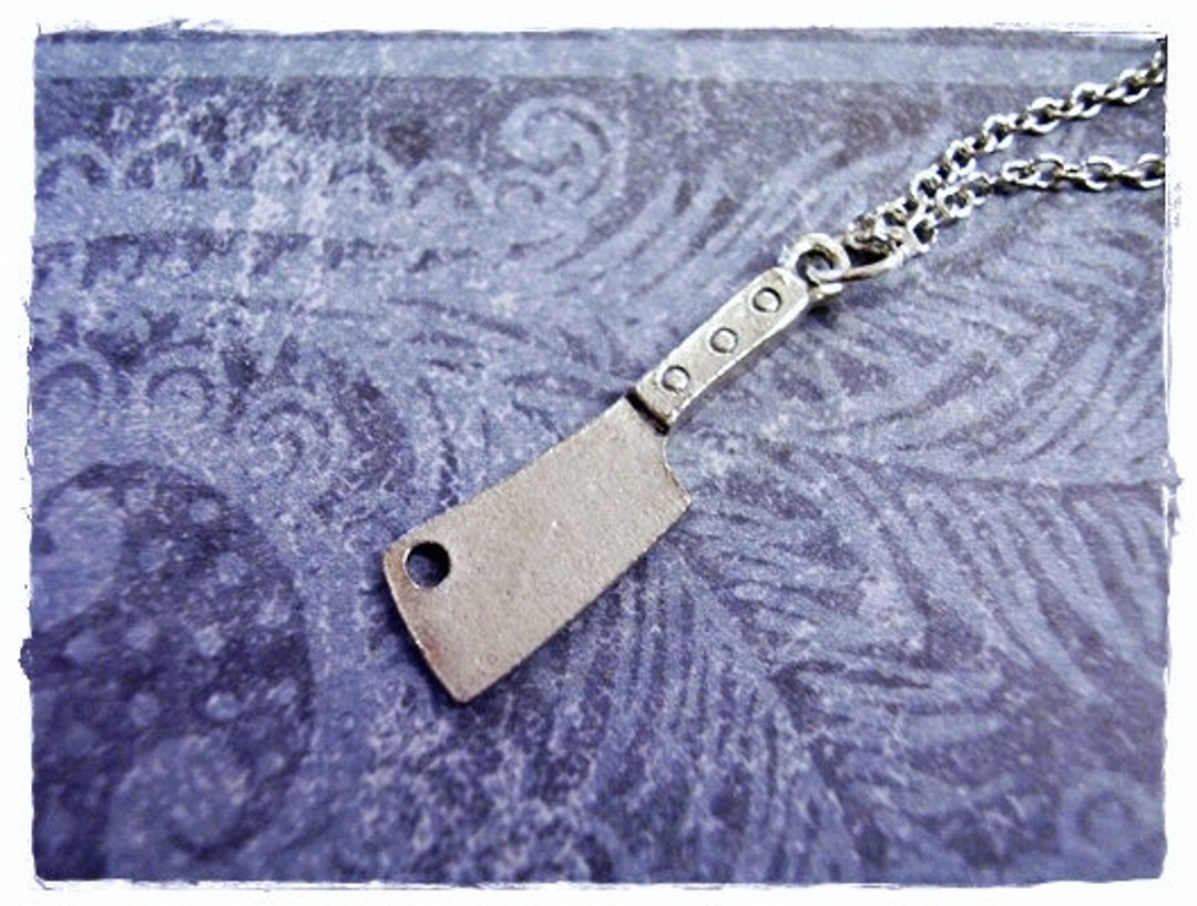 Silver Butcher's Cleaver Necklace - Antique Pewter Butcher's Cleaver ...