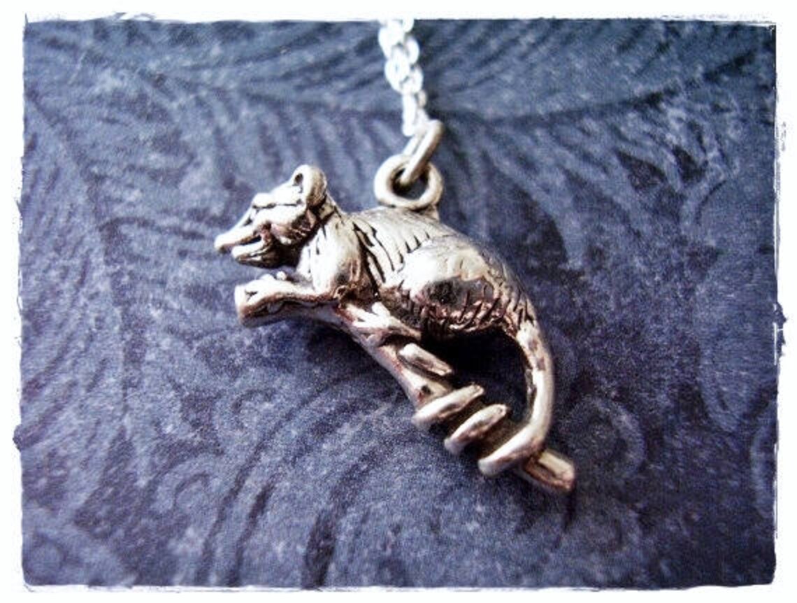 Silver Opossum Necklace - Sterling Silver Opossum Charm on a Delicate ...