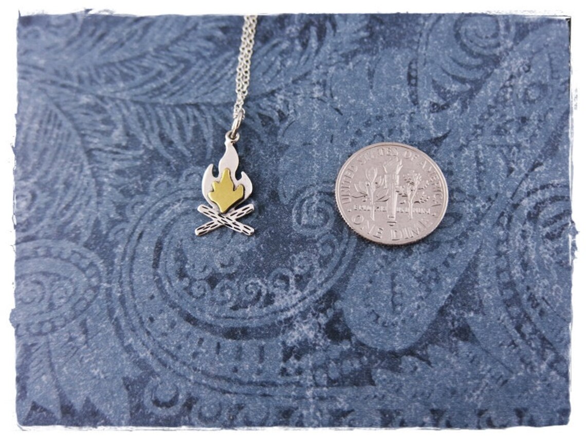 Gold and Silver Campfire Necklace Bronze and Sterling Silver | Etsy