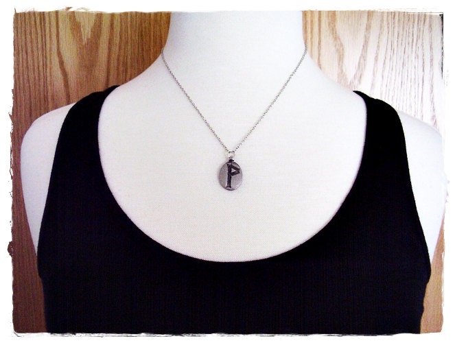 Silver Wynn Rune Necklace Silver Pewter Wynn Rune Charm on a - Etsy