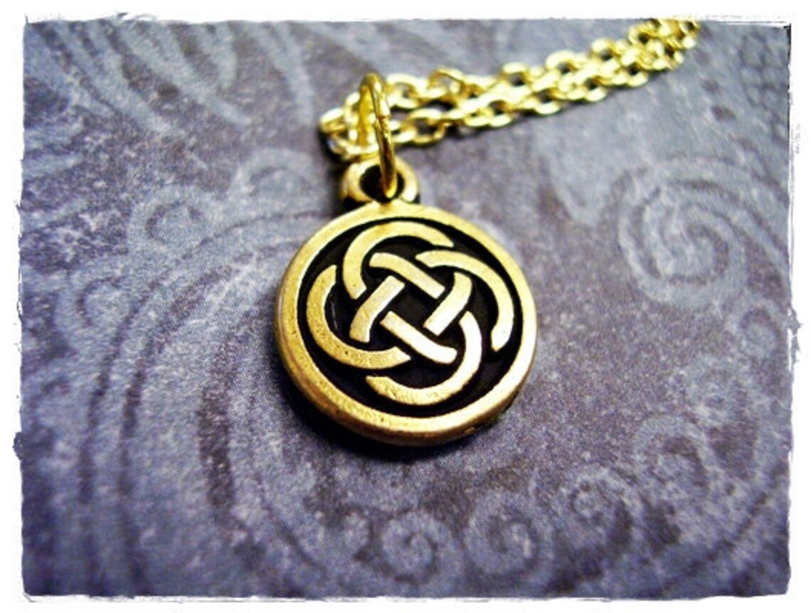 Gold Celtic Knot Necklace Antique Gold Pewter Celtic Knot - Etsy