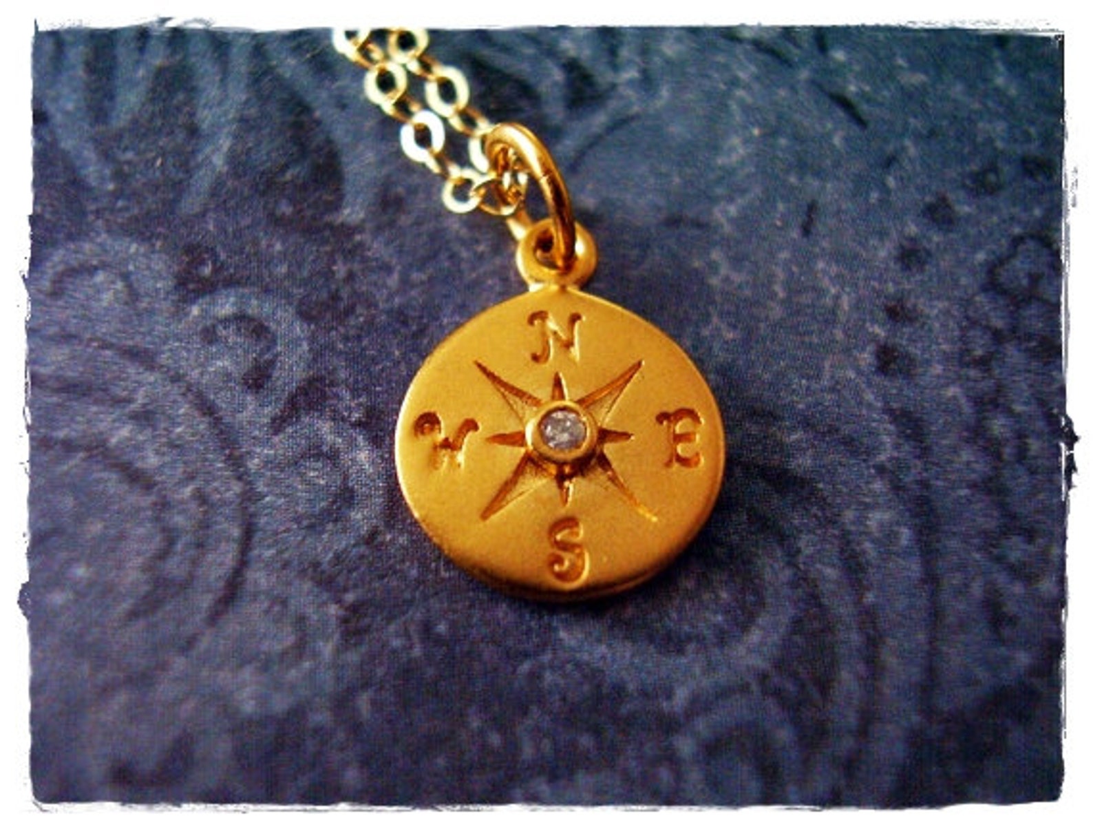 Gold Diamond Point Compass Necklace Matte 24kt Gold Plate - Etsy