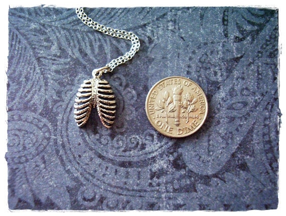 Silver Rib Cage Necklace Sterling Silver Rib Cage Charm on a - Etsy