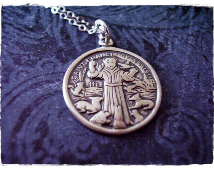 Round Saint Francis of Assisi Necklace Sterling Silver Saint - Etsy