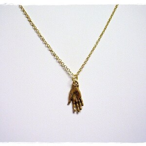 Gold Palm Reading Hand Necklace - Antique Gold Pewter Palm Reading Hand ...