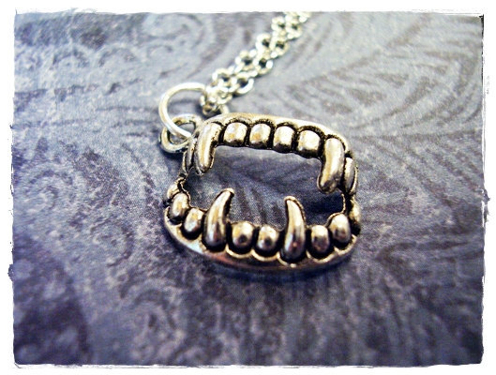 Silver Vampire Fangs Necklace Antique Pewter Vampire Fangs - Etsy
