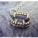 Silver Vampire Fangs Necklace - Antique Pewter Vampire Fangs Charm on a ...
