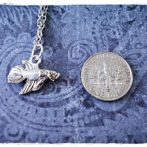 Silver Betta Fish Necklace - Silver Pewter Betta Fish Charm on a ...