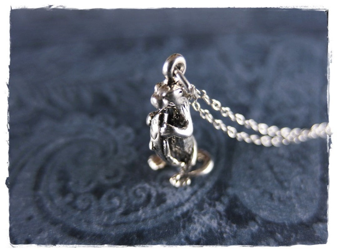 Silver Fish Eating Otter Necklace - Sterling Silver Otter Charm on a ...