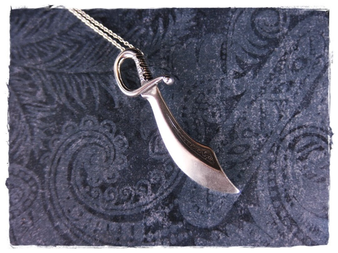 Large Silver Cutlass Sword Necklace - Sterling Silver Cutlass Sword ...