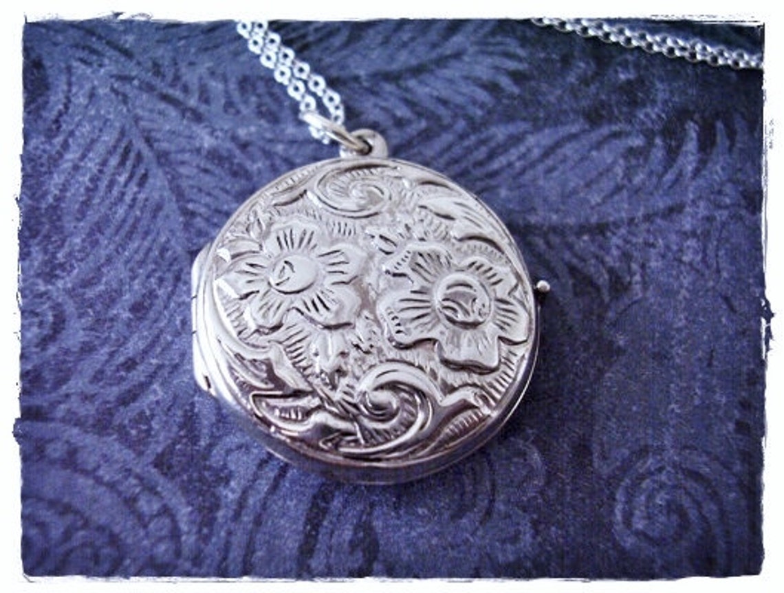 Round Daisy Locket Necklace Sterling Silver Daisy Locket on - Etsy