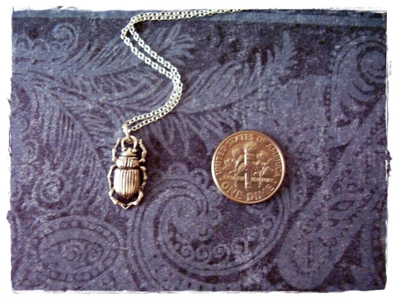 Sterling Silver Scarab Beetle Necklace Sterling Silver | Etsy