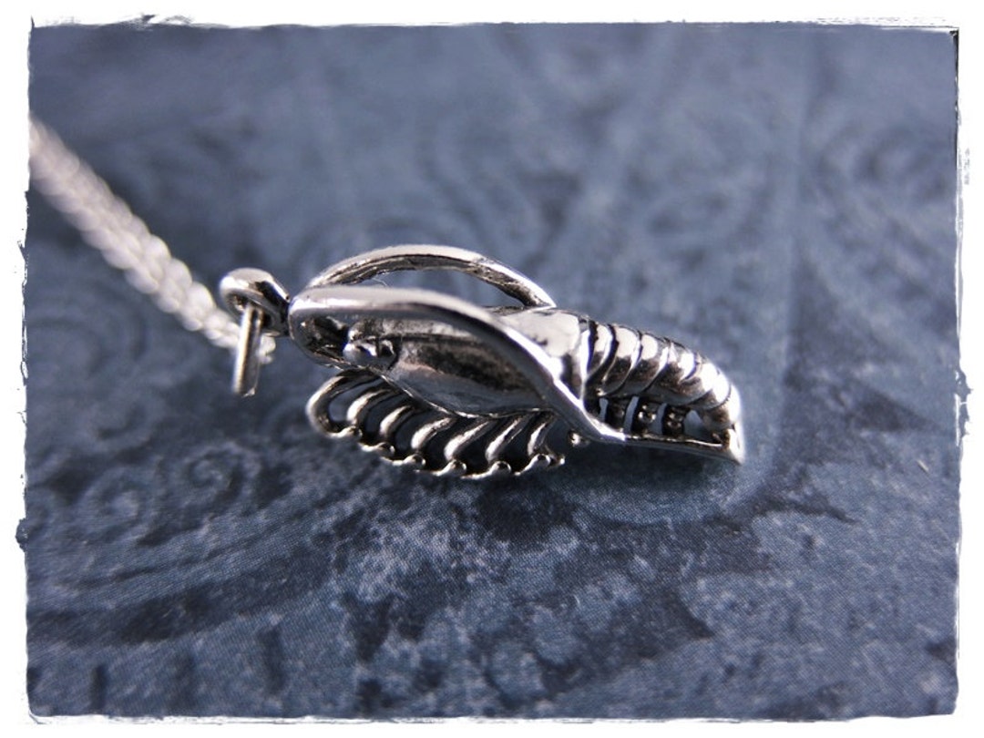Silver Shrimp Necklace - Sterling Silver Shrimp Charm on a Delicate ...