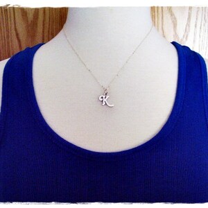 Silver Cursive K Initial Necklace Sterling Silver Cursive Initial K ...
