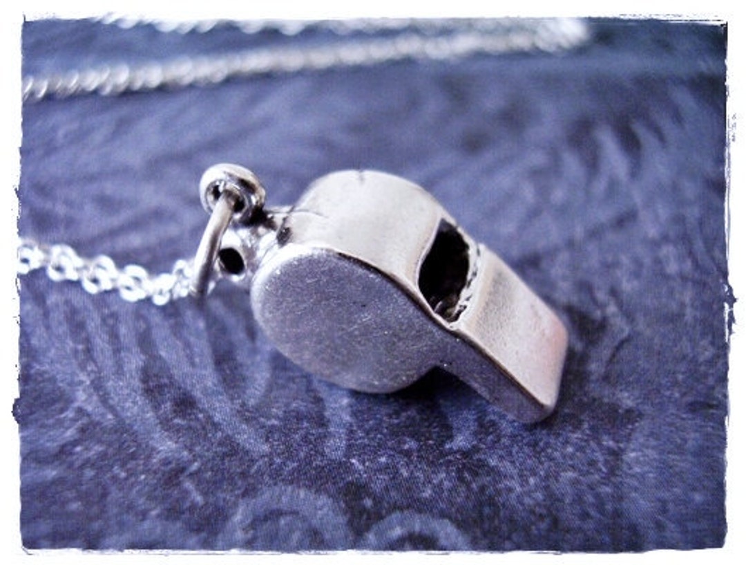 Large Silver Whistle Necklace - Sterling Silver Whistle Charm on a ...