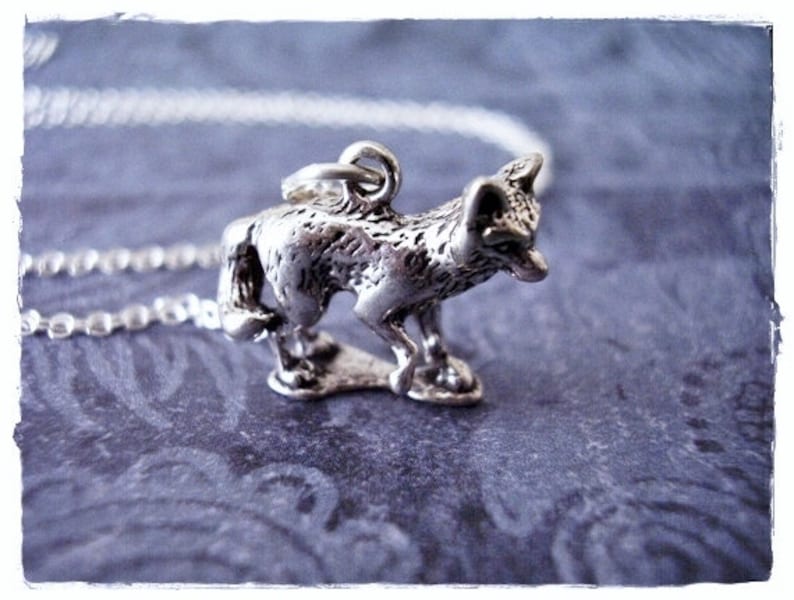 Sterling Fox Necklace - Sterling Fox Charm on a Delicate Sterling ...