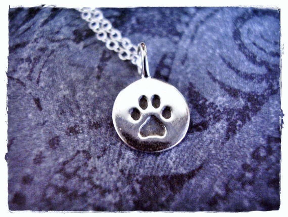 Tiny Silver Paw Print Necklace Sterling Silver Paw Print | Etsy