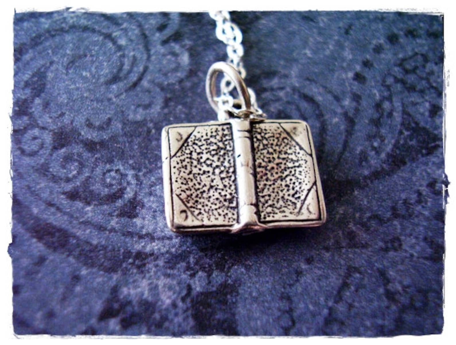 Silver Open Book Necklace - Sterling Silver Open Book Charm on a ...