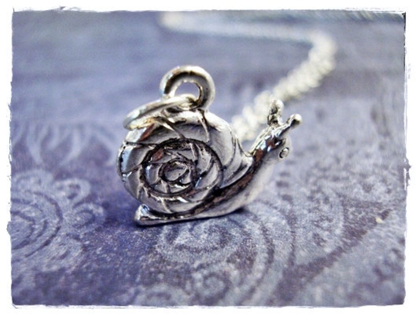 Silver Snail Necklace Silver Pewter Snail Charm on a - Etsy