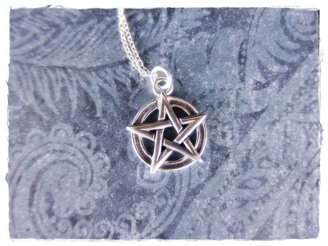 Small Pentagram Necklace Sterling Silver Pentagram Charm on a Delicate ...